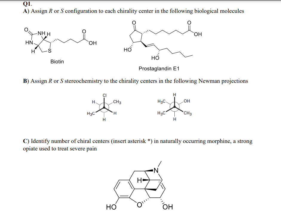 Solved A) Assign R or S configuration to each chirality | Chegg.com