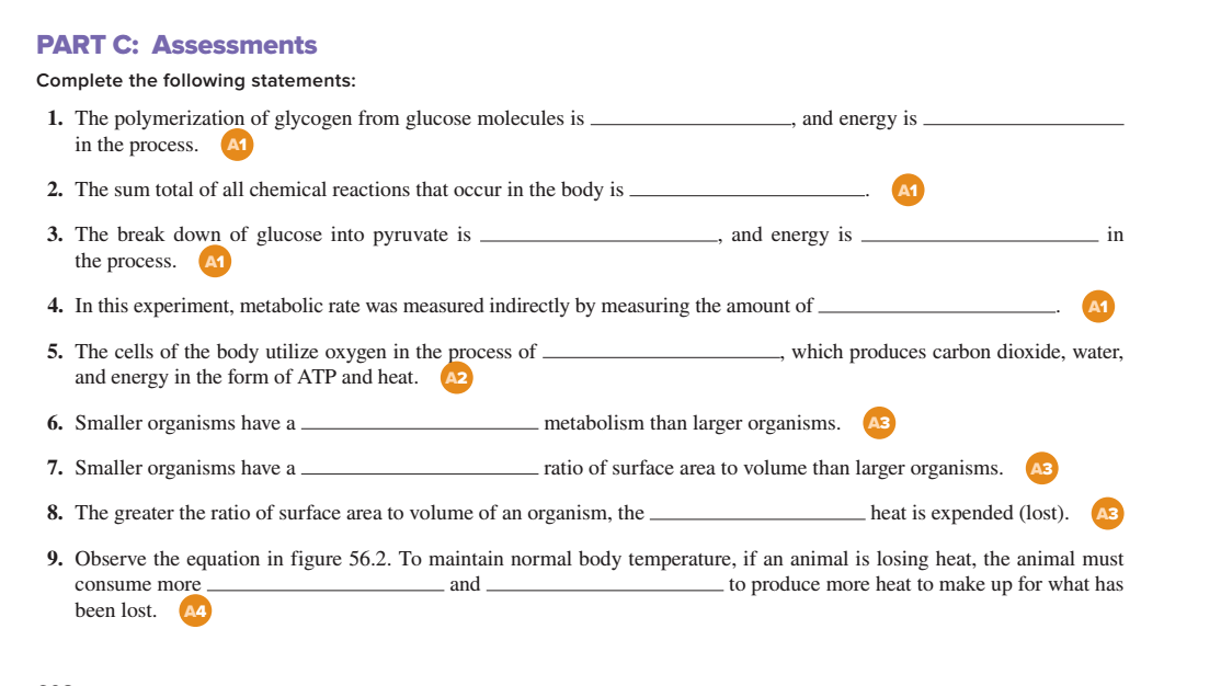 Solved PART C: Assessments Complete the following | Chegg.com