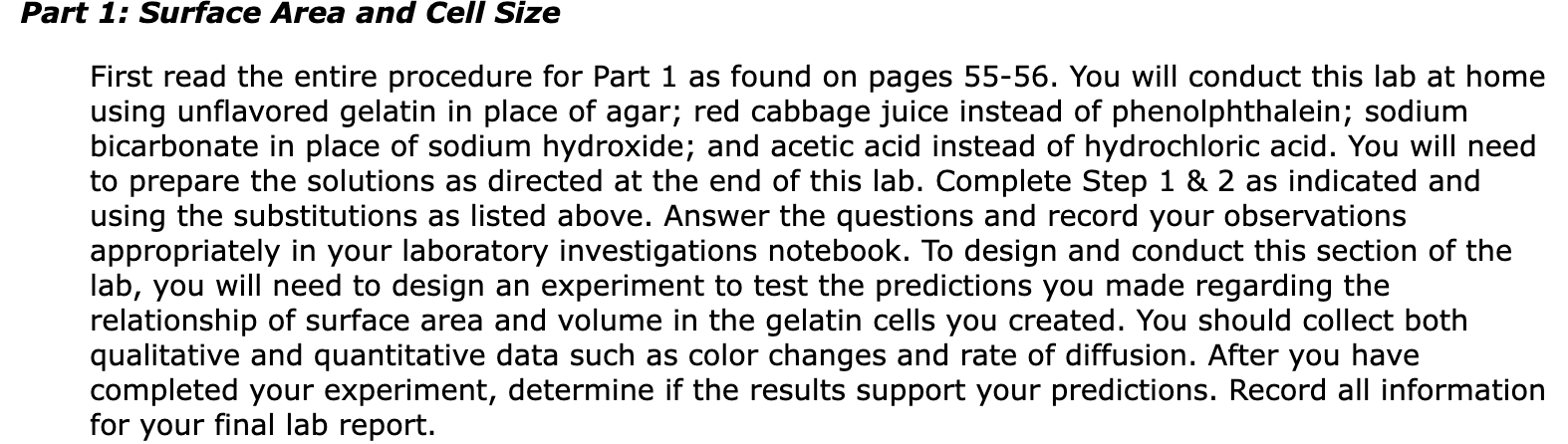 Solved Procedure 1: Surface Area and Cell Size Cell size and | Chegg.com