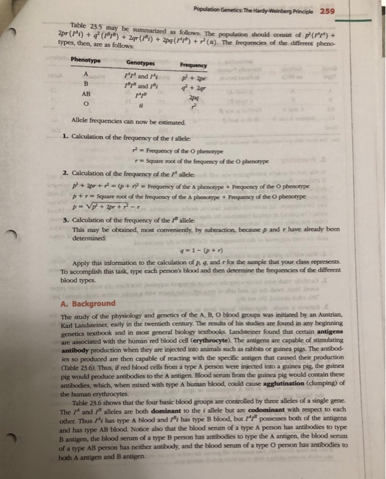 Solved III. DETERMINING ALLELE FREQUENCIES WHEN THREE | Chegg.com
