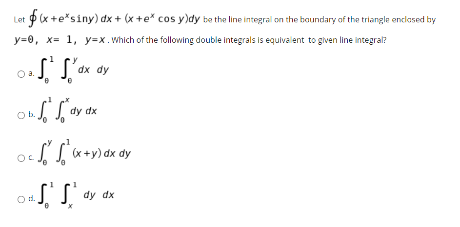 Solved $(x+e*siny) dx + (x+eX cos y)dy be the line integral | Chegg.com