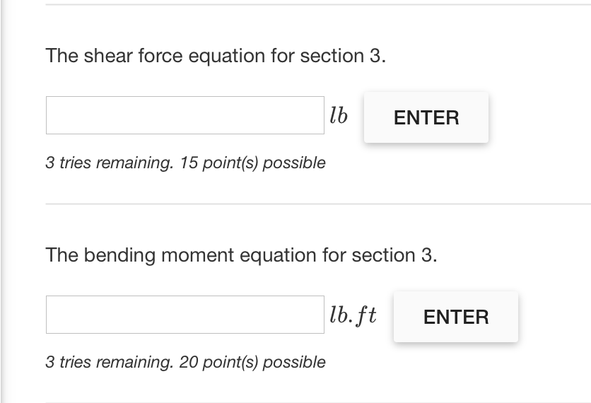 Solved For the beam shown below, calculate: a lb/ft F lb А В | Chegg.com