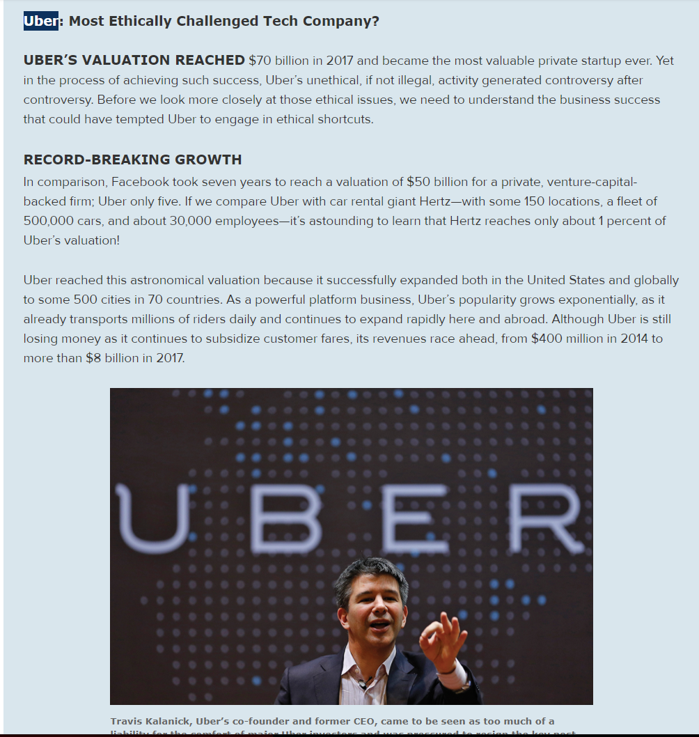 Solved Uber: Most Ethically Challenged Tech Company? UBER'S | Chegg.com