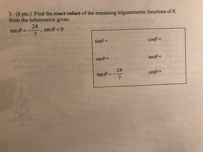 Solved Find the exact values of the remaining trigonometric | Chegg.com
