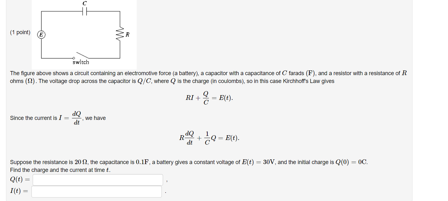 Solved C (1 point) R switch The figure above shows a circuit | Chegg.com