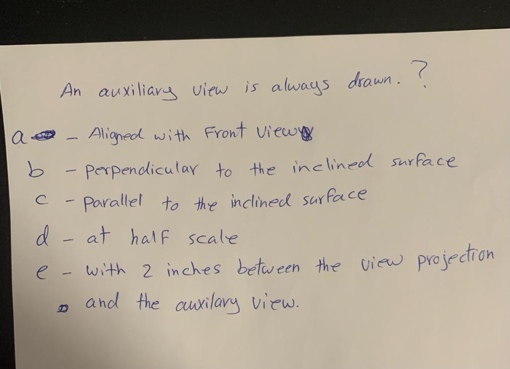 Solved An auxiliary view is always drawn. ? b с Aligned with | Chegg.com