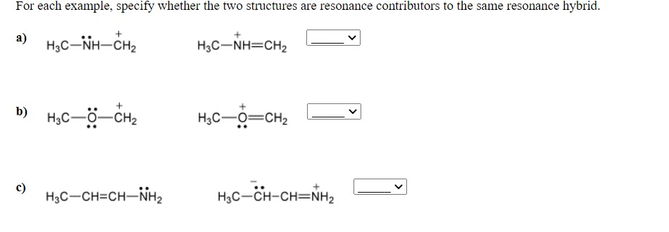 Solved For each example, specify whether the two structures | Chegg.com