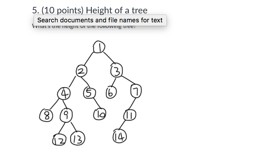 Solved 5. (10 points) Height of a tree Search documents and | Chegg.com