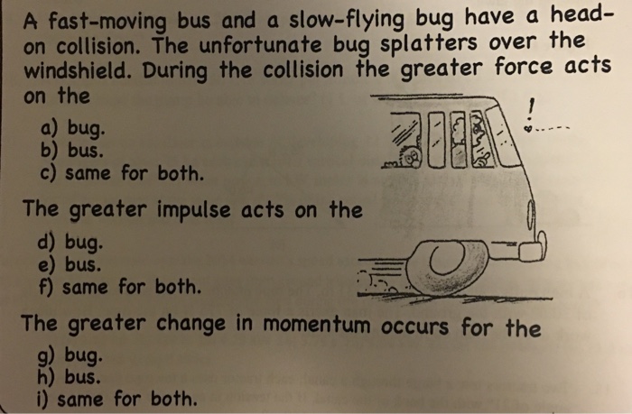 Solved A fast-moving bus and a slow-flying bug have a head- | Chegg.com