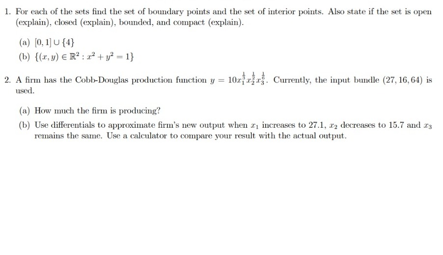 Solved 1. For each of the sets find the set of boundary | Chegg.com