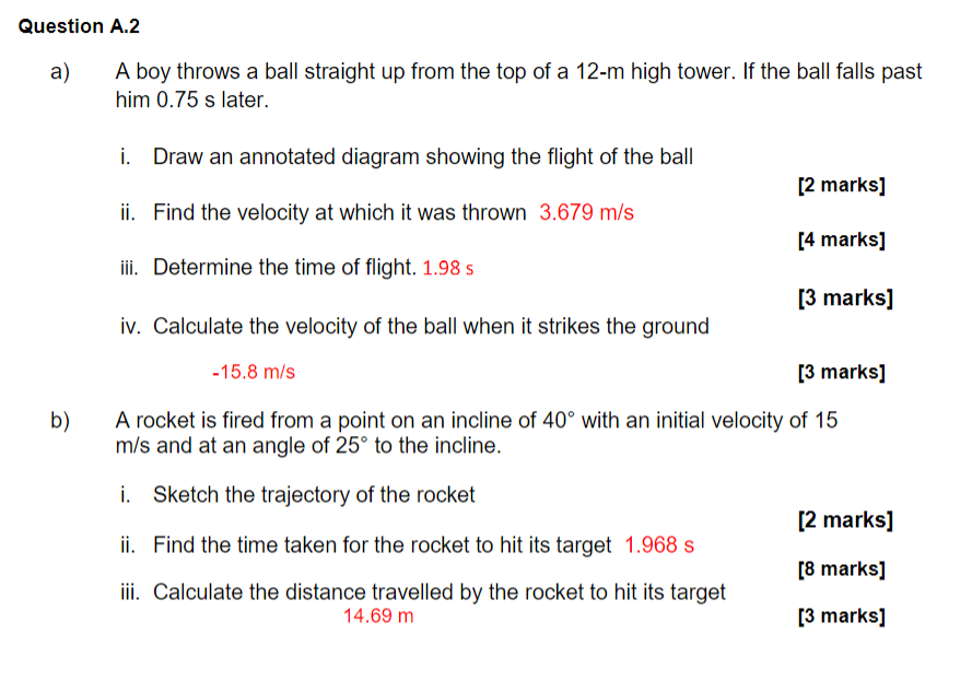 Solved Question A.2 a) A boy throws a ball straight up from | Chegg.com