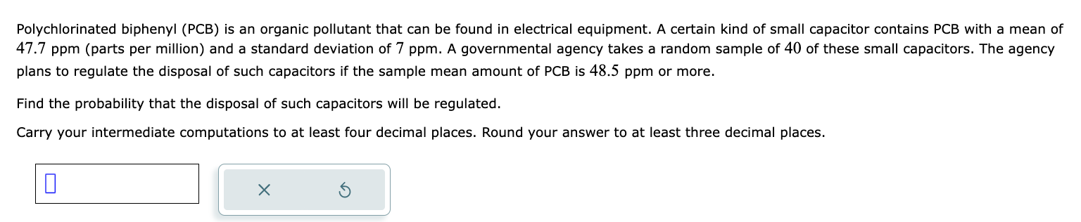 Solved Polychlorinated biphenyl (PCB) is an organic | Chegg.com