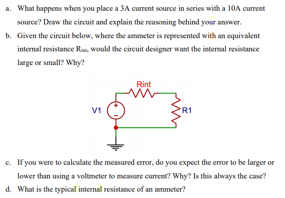 Solved a. What happens when you place a 3A current source in | Chegg.com