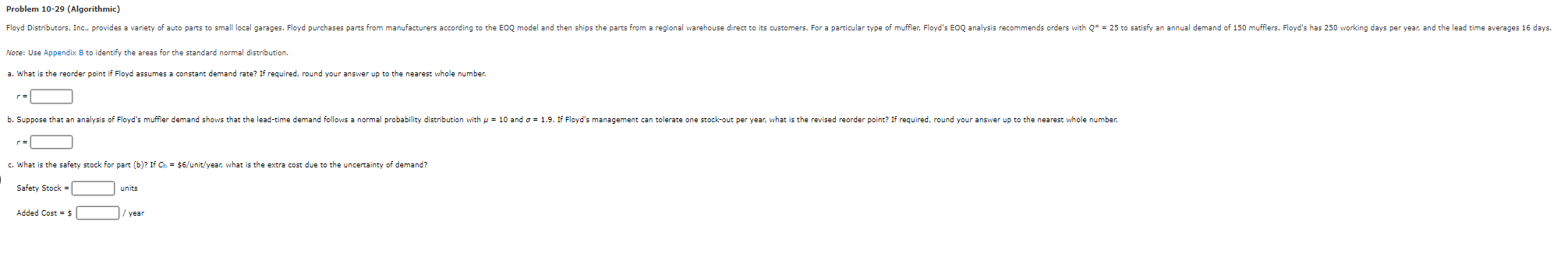 Solved Problem 10-29 (Algorithmic)Note: Use Appendix B to | Chegg.com