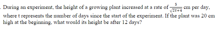 During an experiment, the height of a growing plant | Chegg.com