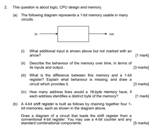 Solved 2. This question is about logic, CPU design and | Chegg.com