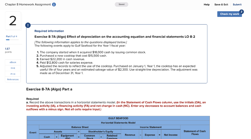 Solved Chapter 8 Homework Assignment i Saved Help Save & | Chegg.com