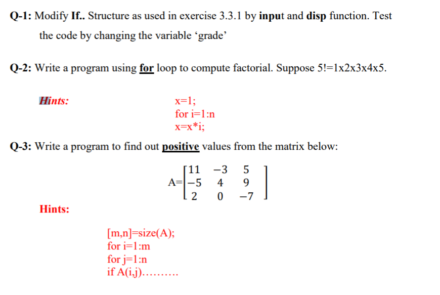 Solved Q-1: Modify If.. Structure as used in exercise 3.3.1 | Chegg.com
