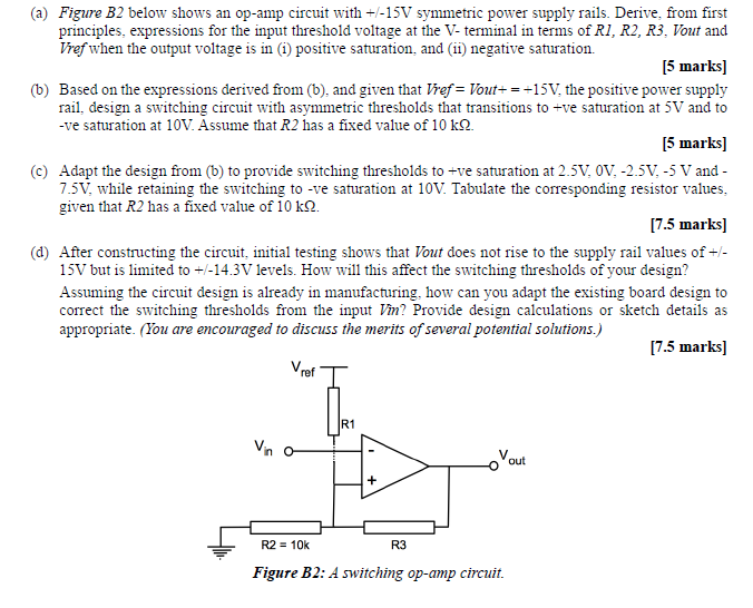 Solved (a) Figure B2 below shows an op-amp circuit with | Chegg.com