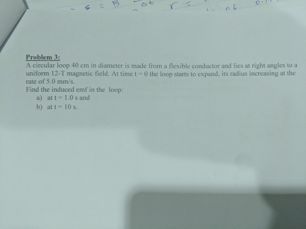 Solved 七 Problem 3: A circular loop 40 cm in diameter is | Chegg.com