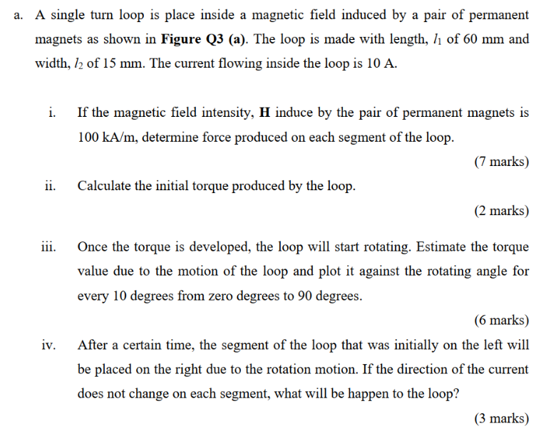 Solved a. A single turn loop is place inside a magnetic | Chegg.com