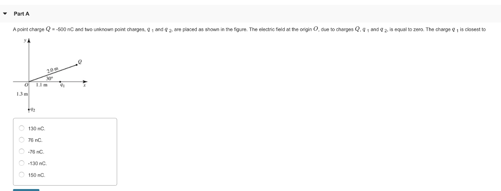 Solved Part A A point charge -500 nC and two unknown point | Chegg.com