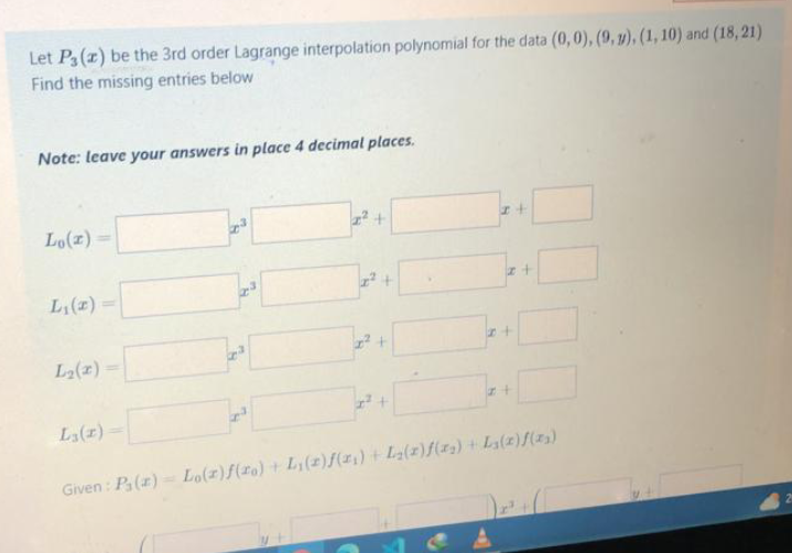 Solved Let P3(x) be the 3rd order Lagrange interpolation | Chegg.com