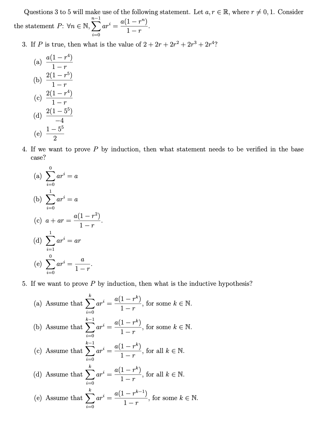 Solved Questions 3 ﻿to 5 ﻿will make use of the following | Chegg.com