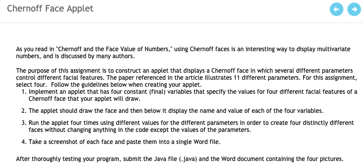 Solved Chernoff Face Applet As you read in "Chernoff and the | Chegg.com