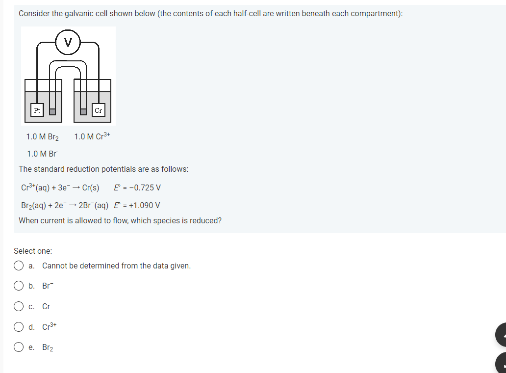 Solved Consider the galvanic cell shown below (the contents | Chegg.com