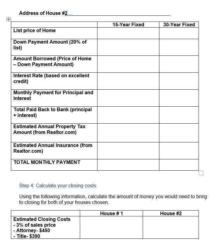 Buying a House Project Part 2: Shop for a Mortgage | Chegg.com