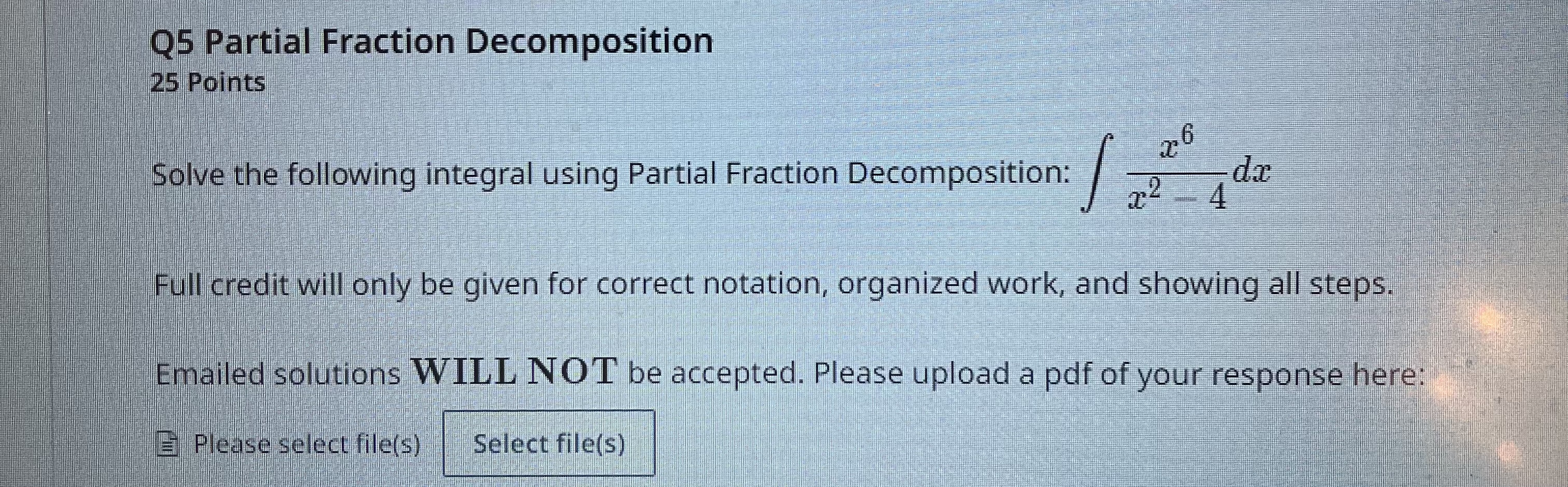 Solved Q5 Partial Fraction Decomposition 25 Points Solve the | Chegg.com