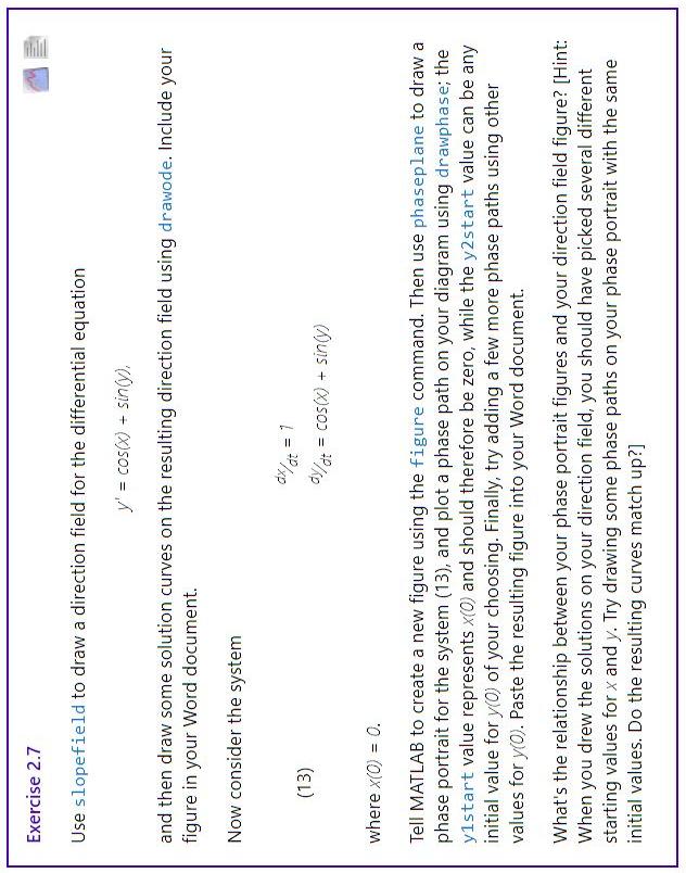 Solved 1040 Exercise 2.7 Use slopefield to draw a direction | Chegg.com