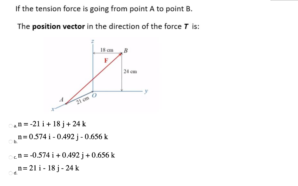 Solved If the tension force is going from point A to point | Chegg.com