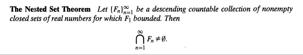 Solved The Nested Set Theorem Let {Fn}a-l be a descending | Chegg.com