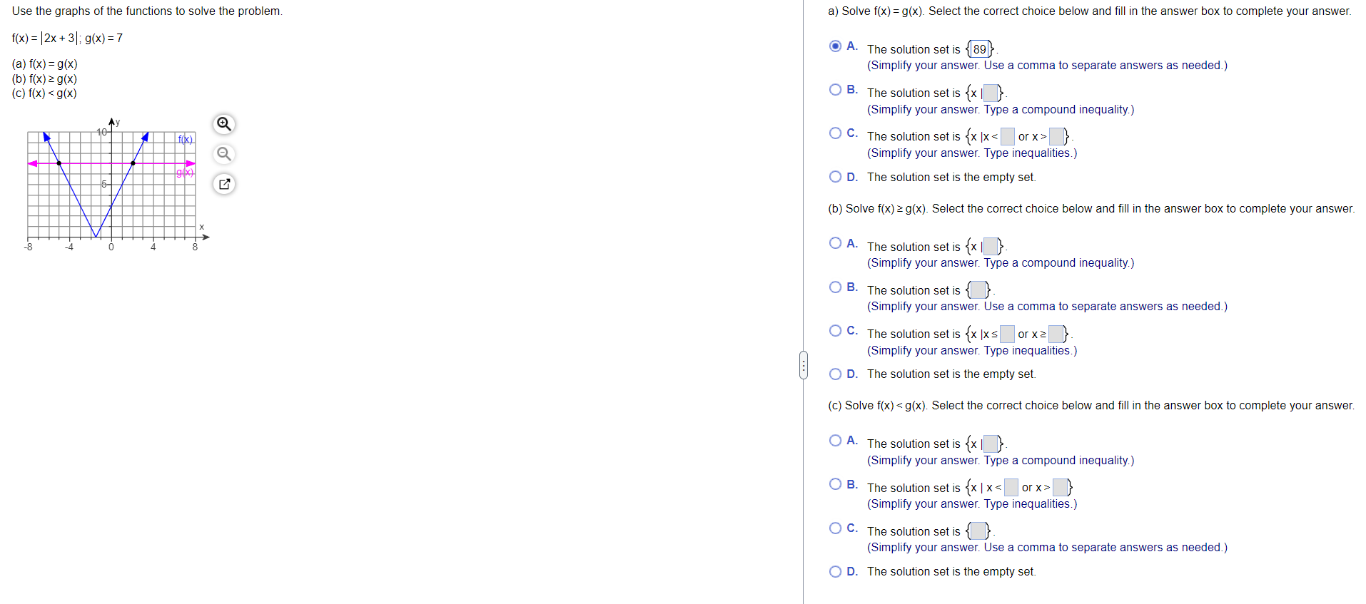 Solved Use the graphs of the functions to solve the problem. | Chegg.com