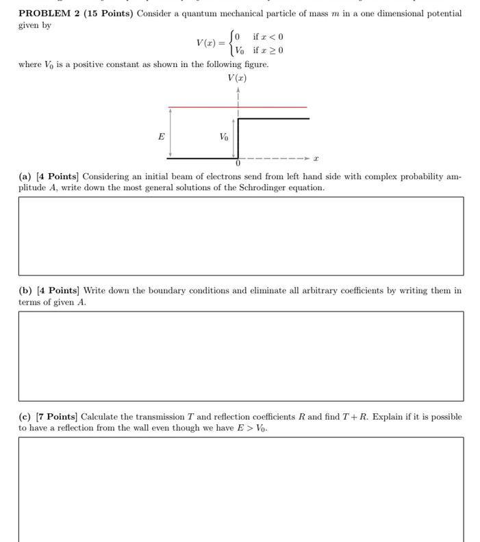 Solved PROBLEM 2 (15 ﻿Points) ﻿Consider a quantum mechanical | Chegg.com