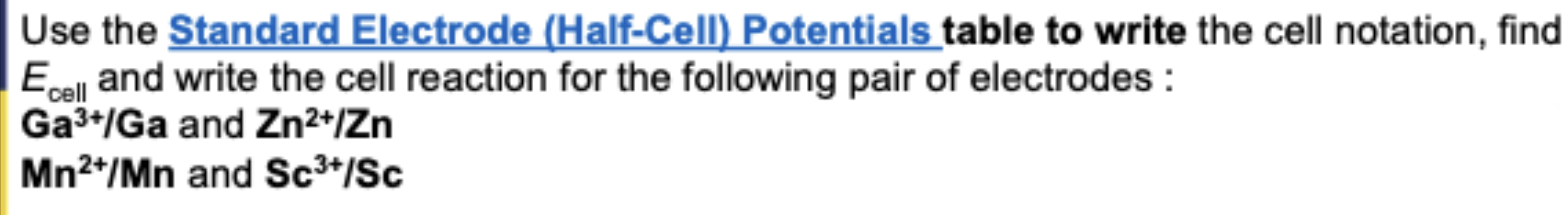 Solved Use the Standard Electrode (Half-Cell) Potentials | Chegg.com