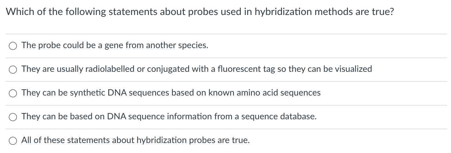 Solved Which of the following statements about probes used | Chegg.com