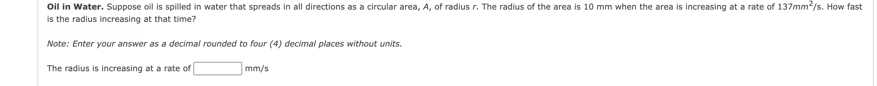 Solved is the radius increasing at that time? Note: Enter | Chegg.com