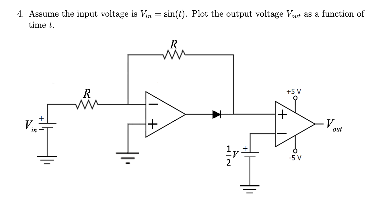 Solved 4. Assume the input voltage is Vin = sin(t). Plot the | Chegg.com