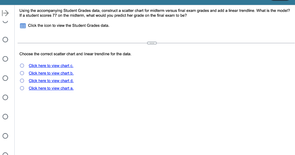 Solved Using the accompanying Student Grades data, construct | Chegg.com