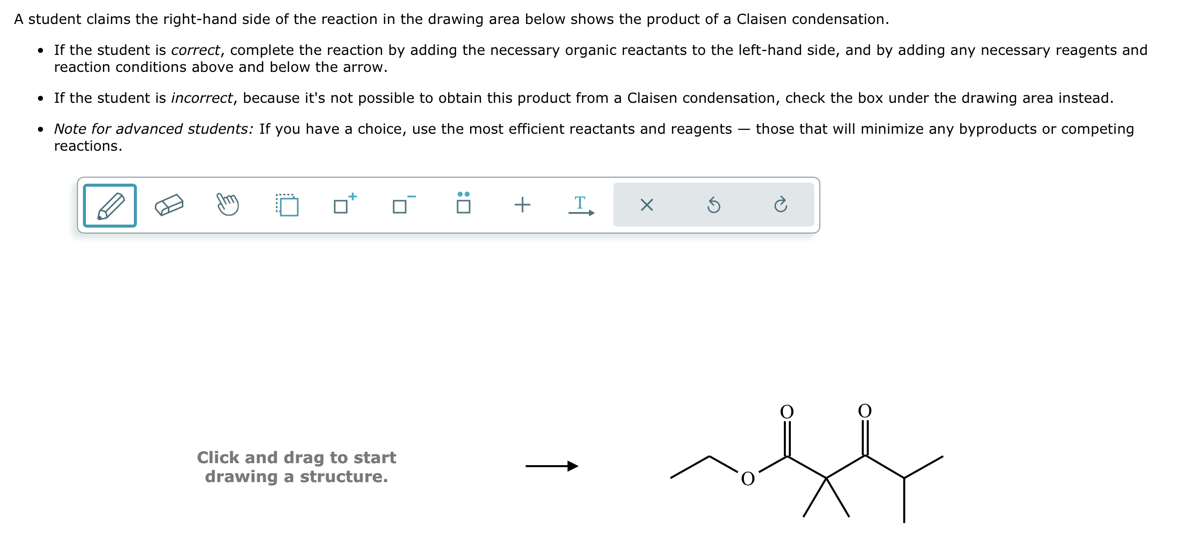 Solved Click and drag to startdrawing a structure. | Chegg.com