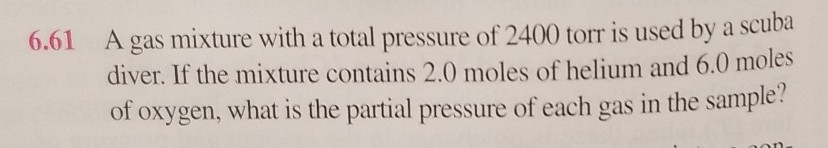 Solved A gas mixture with a total pressure of 2400 torr is | Chegg.com
