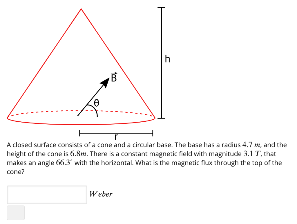 Solved h B Ꮎ A closed surface consists of a cone and a | Chegg.com