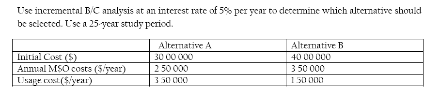 Solved Use incremental B/C analysis at an interest rate of | Chegg.com