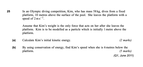 Solved 25 In an Olympic diving competition, Kim, who has | Chegg.com