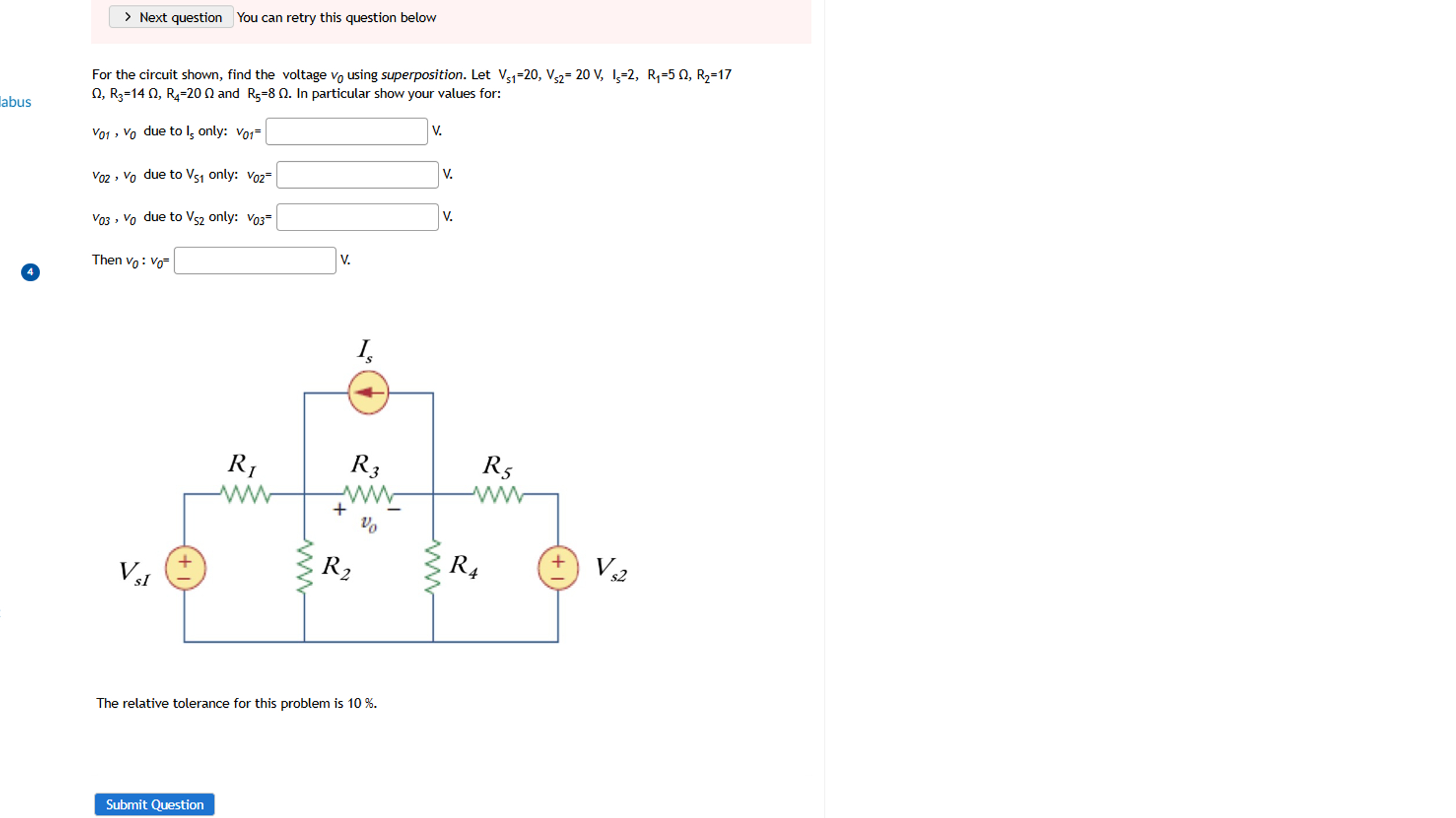Solved You can retry this question belowFor the circuit | Chegg.com