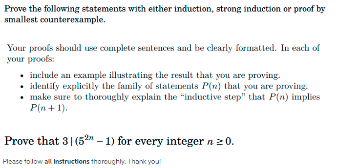 Solved Prove the following statements with either induction, | Chegg.com