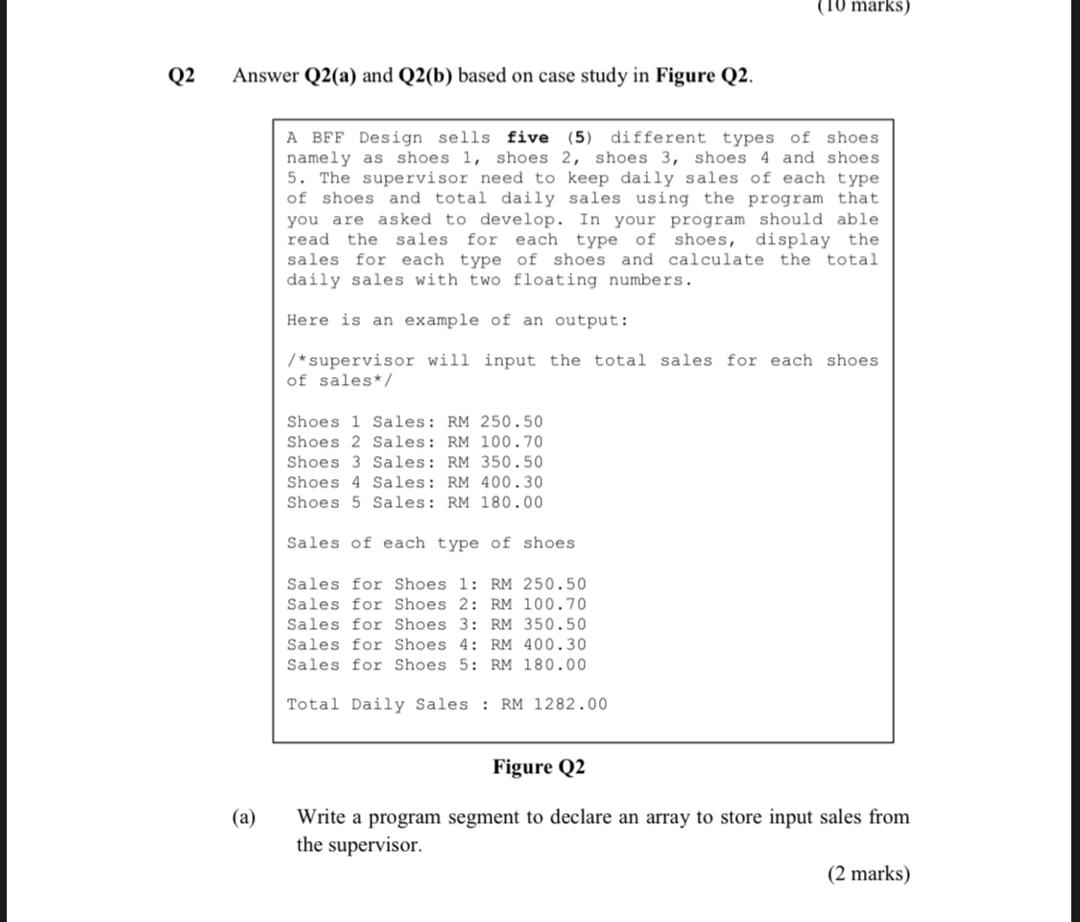 Solved (b) Write a program segment to read the input sales | Chegg.com